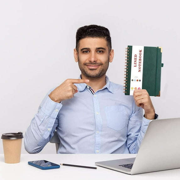 A5 Faux Leather Coil Notebook | Horizontal Lined Loose-Leaf Journal ...