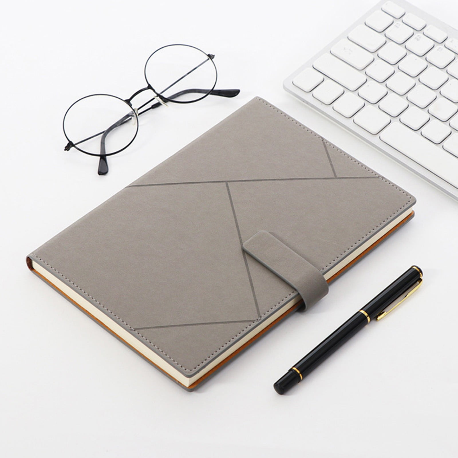 A5 Faux Leather Hardcover Notebook | Suede Cover | Metal Magnetic ...