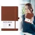 A5 Hardcover Lined Notebook, PU Leather Journal with Elastic Strap, 200 ...