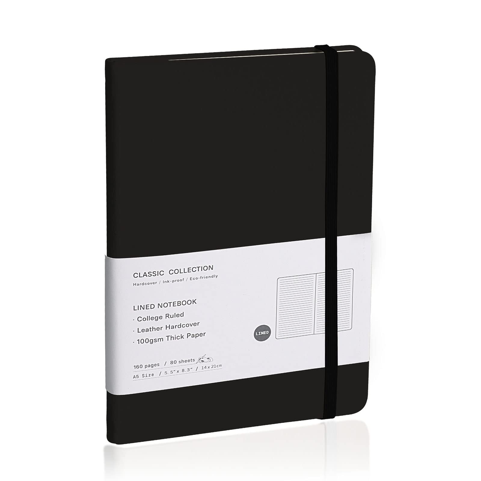 A5 Hardcover Notebook with 160 Lined Pages, Ideal for Journaling ...