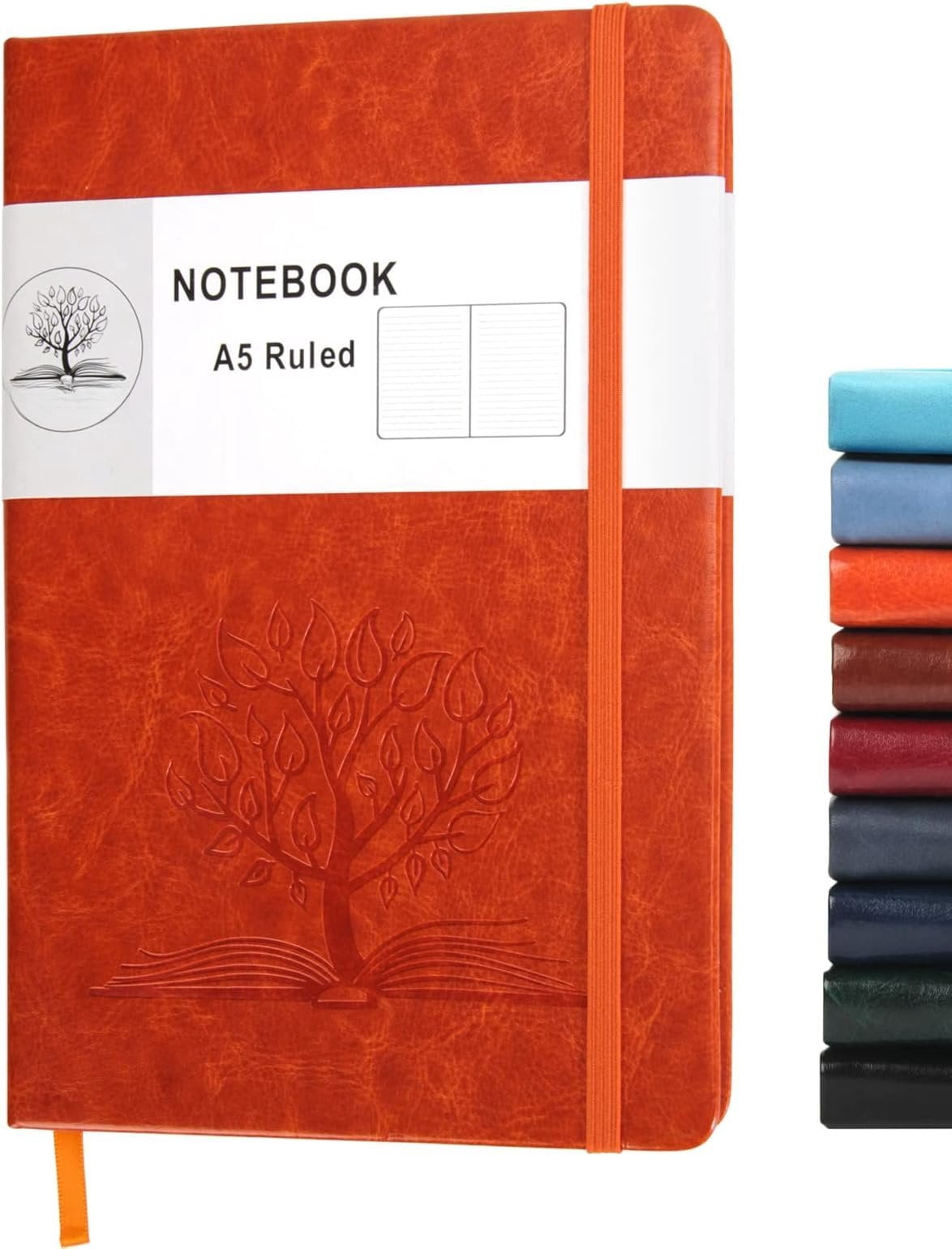A5 Journal Notebook, Leather Ruled Notebooks 160 Pages Diary 100gsm ...