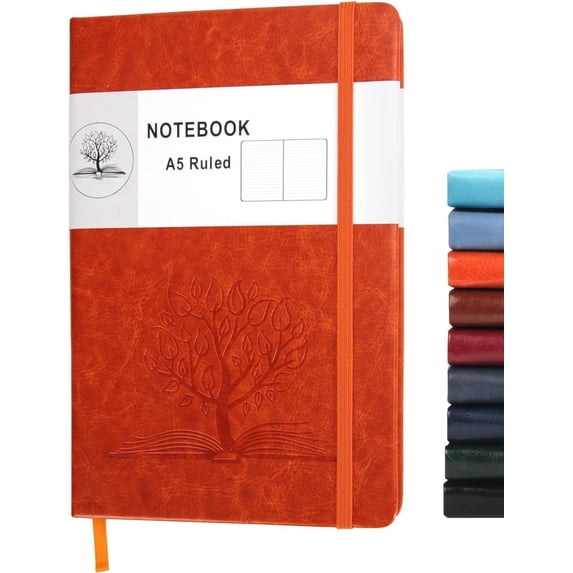 A5 Journal Notebook, Leather Ruled Notebooks 160 Pages Diary 100gsm ...