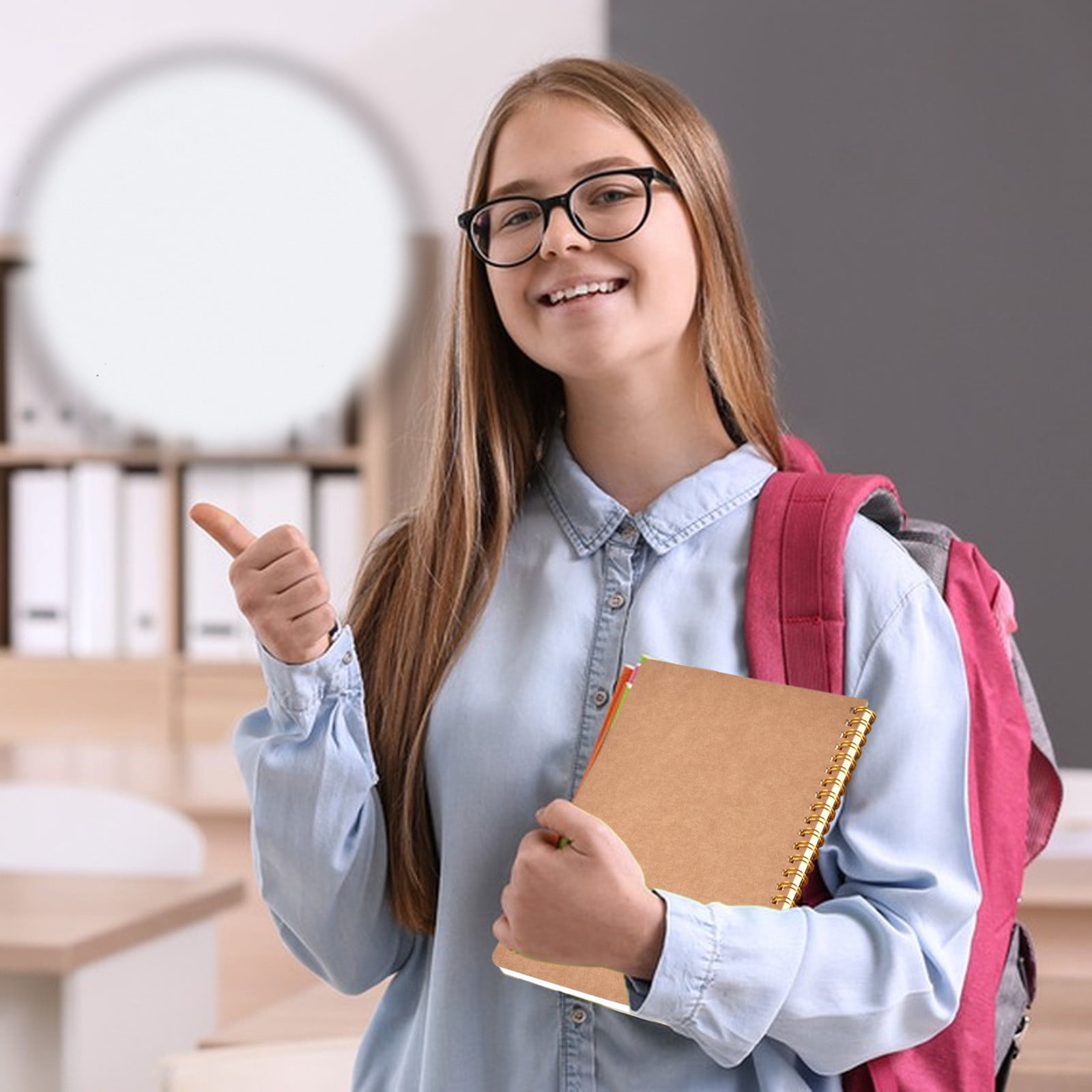 A5 Kraft Paper Spiral Notebooks,Dotted & Lined Journal, Spiral Bound ...