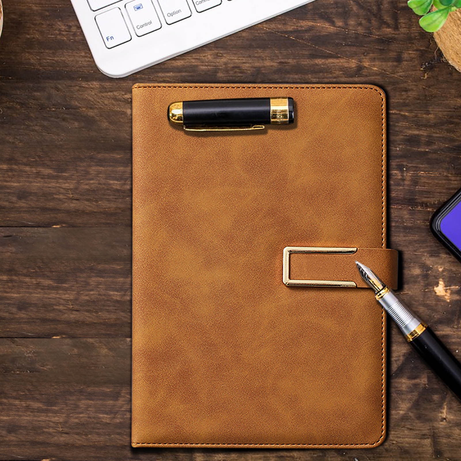 A5 Leather Business Notebook,200 Pages 80GSM Thick Paper,Lying-Flat ...