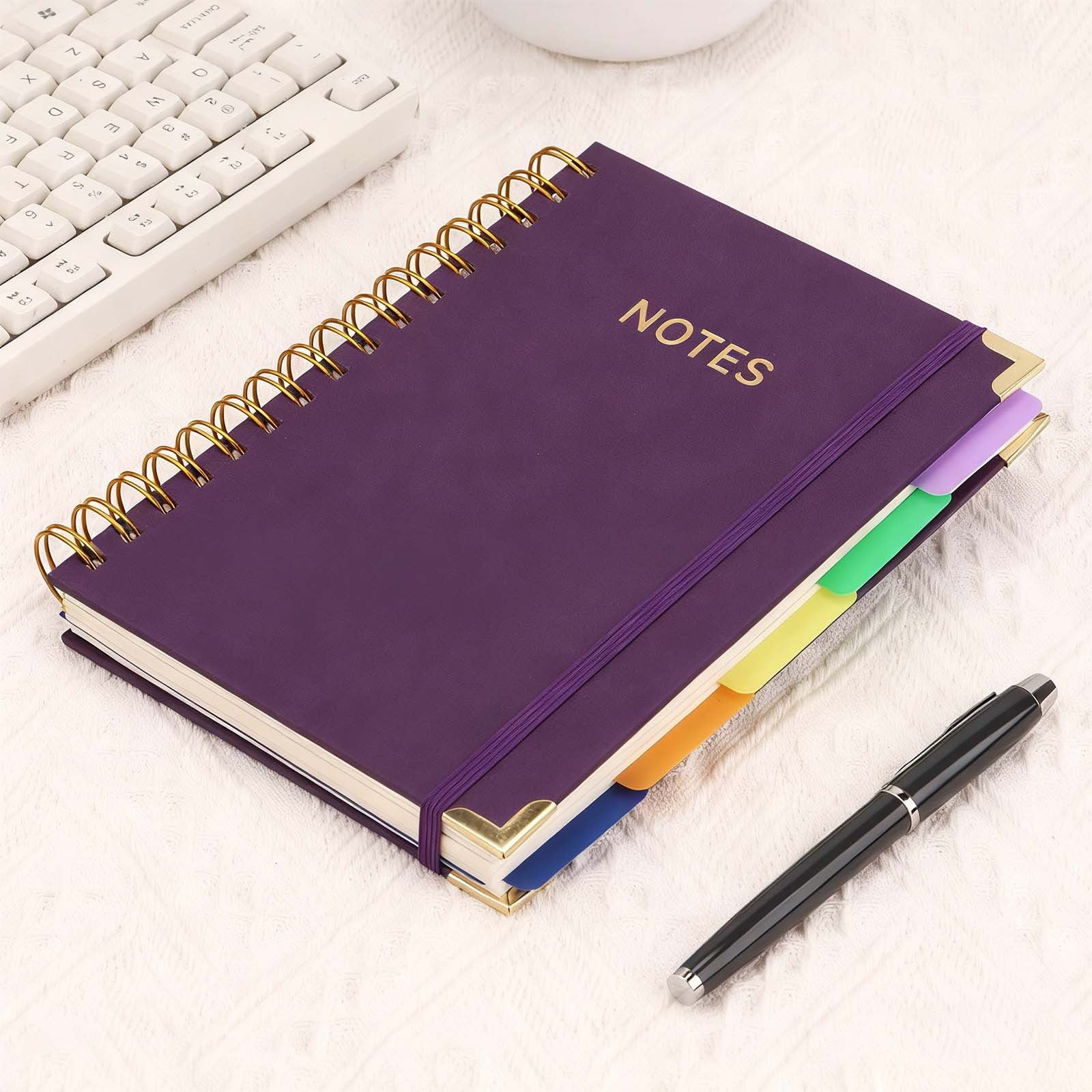 A5 Leather Hardcover Notebook, 300 Pages College Ruled 5 Subject ...