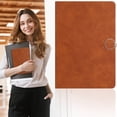 A5 Leather Texture Notebook, Round Ring Bound Paper Journal for Travel ...