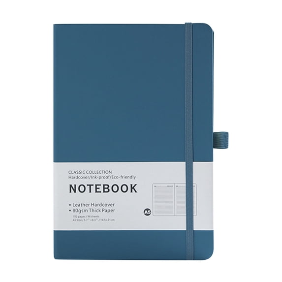 A5 Lined Hardcover Notebook, PU Leather Elastic Band Closure Journal ...