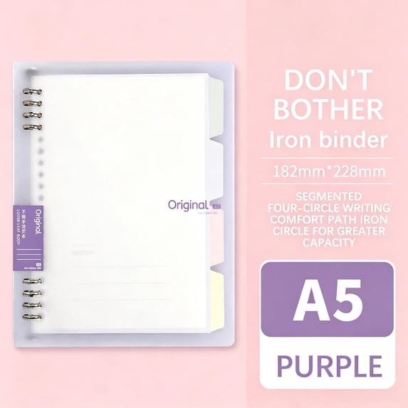 A5 Loose-Leaf Notebook, 7.17×9.0in 4-Ring Binder Journal with Divider ...