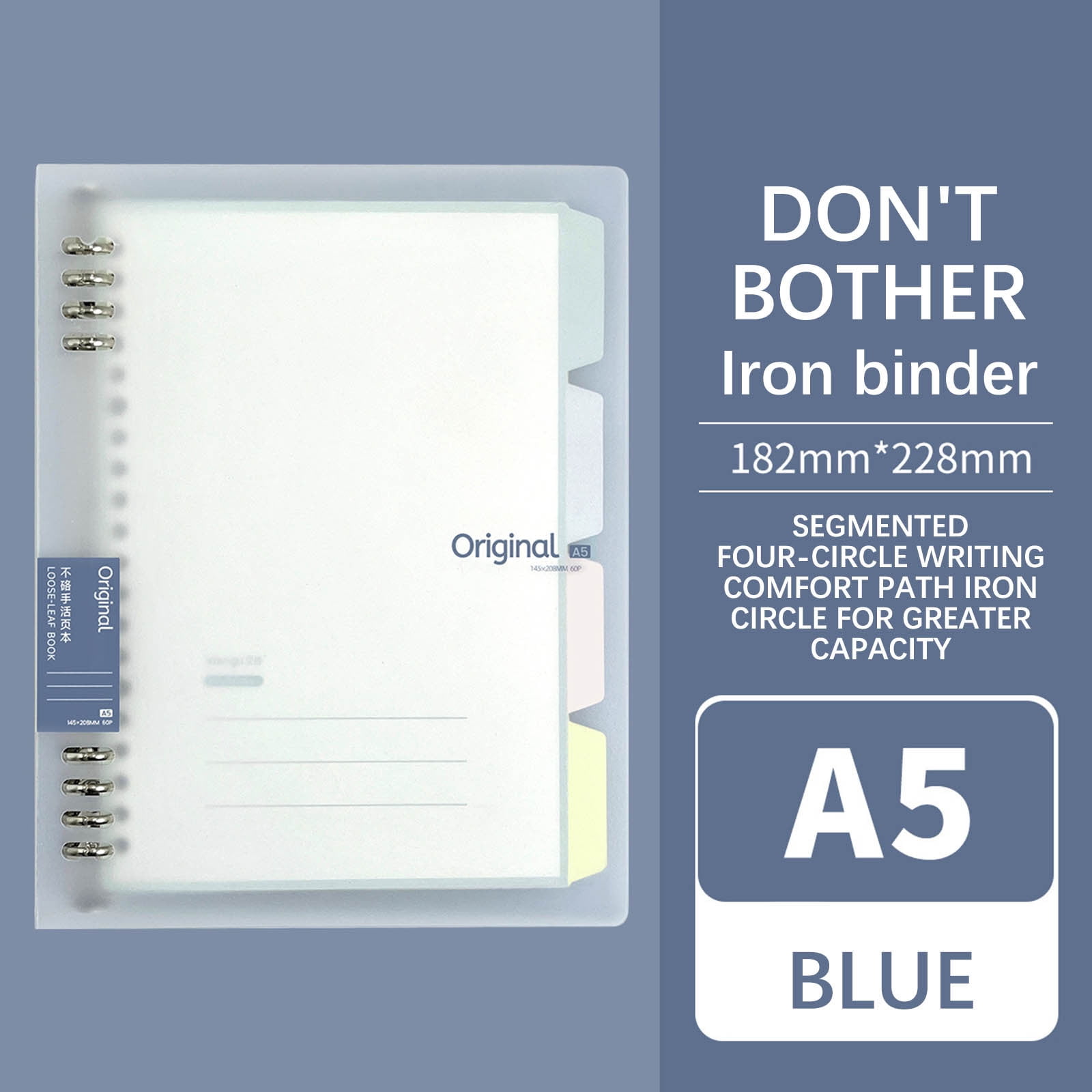 A5 Loose-Leaf Notebook with Soft-Touch Cover, Refillable Thick Paper ...