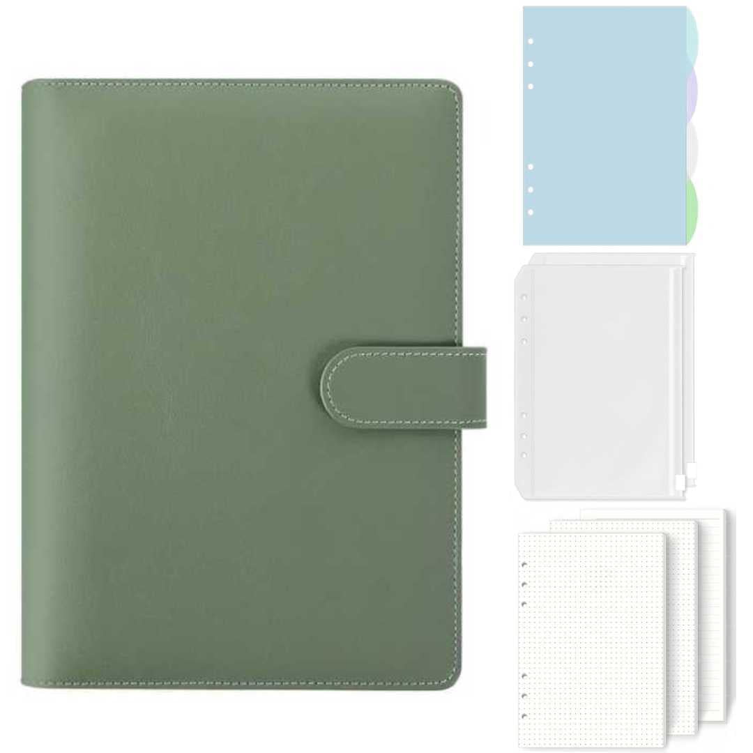 A5 Multicolor Cute PU Leather 6-Ring Refillable Binder Cover with ...