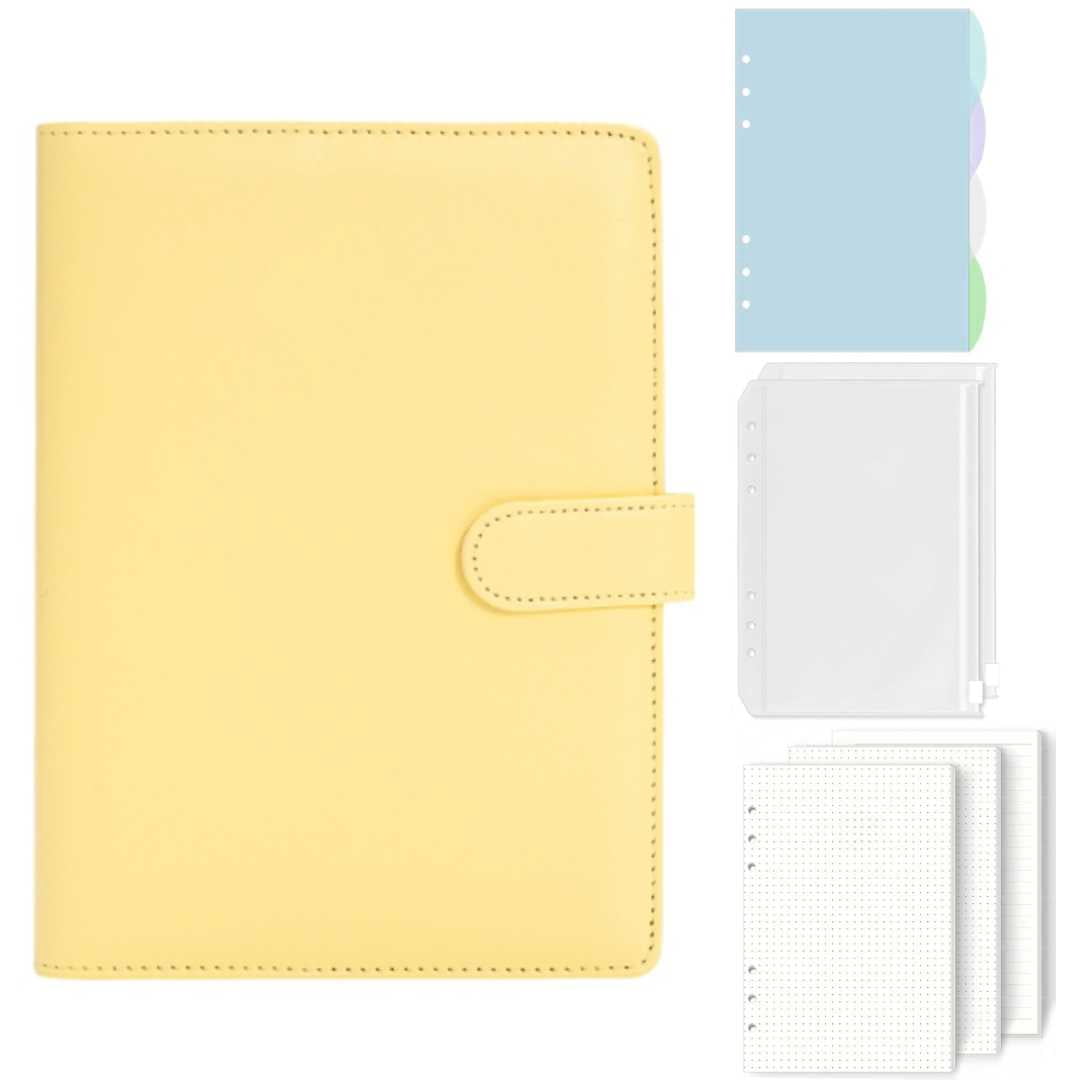 A5 Multicolor Cute PU Leather 6-Ring Refillable Binder Cover with ...