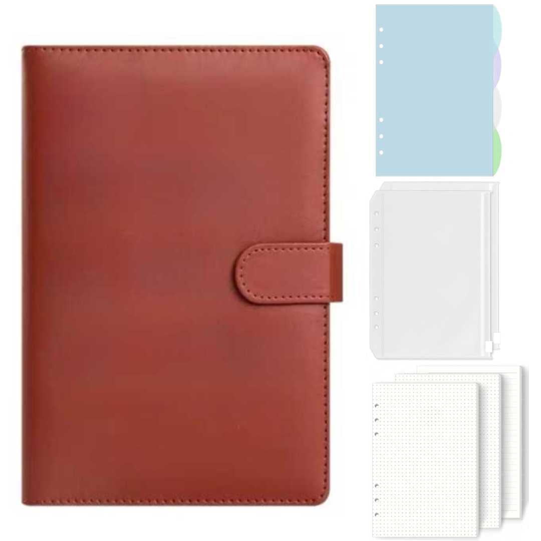 A5 Multicolor Cute PU Leather 6-Ring Refillable Binder Cover with ...