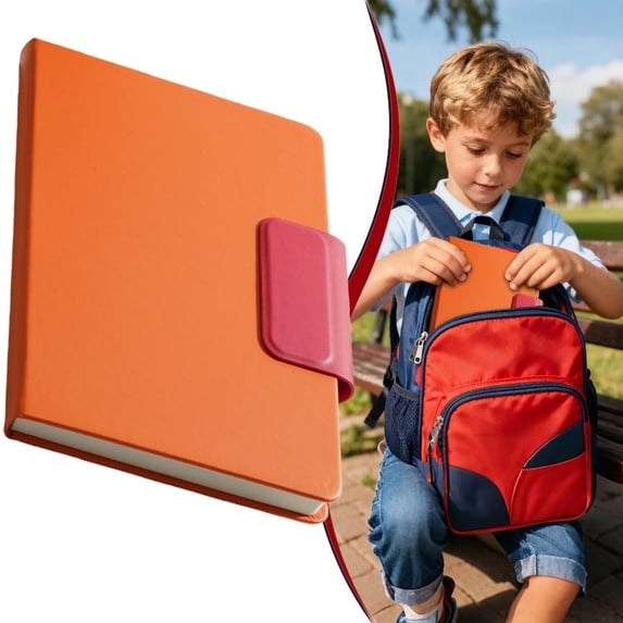 A5 PU Leather Buckle Notebook Orange — 21.2×15cm Lined Journal with 200 ...