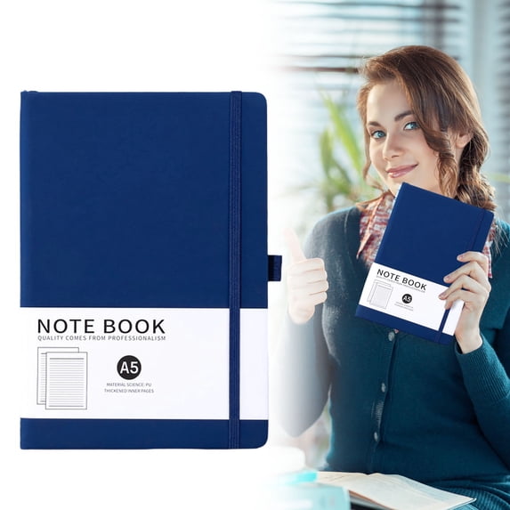 A5 PU Leather Lined Notebook With Elastic Strap,180°LAY,200 Pages ...