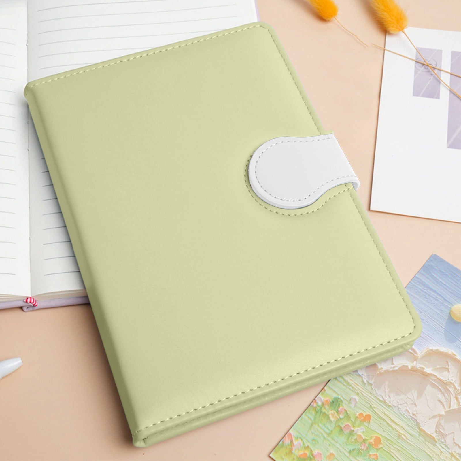 A5 Paper Notebook Diary, PU Cover With Magnetic Buckle, Contrasting ...