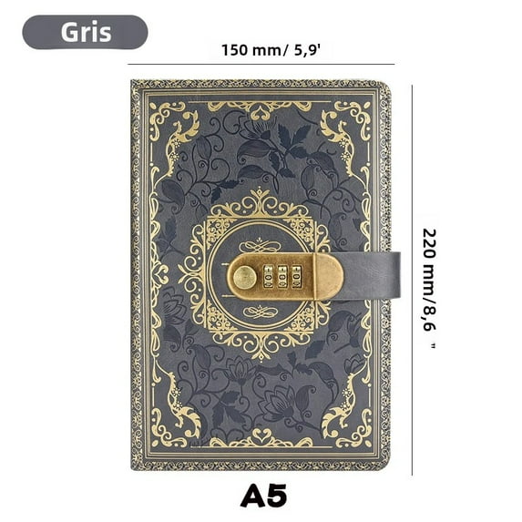 A5 Password Lock Diary, Retro Digital Lock Notebook for Men Women, PU ...