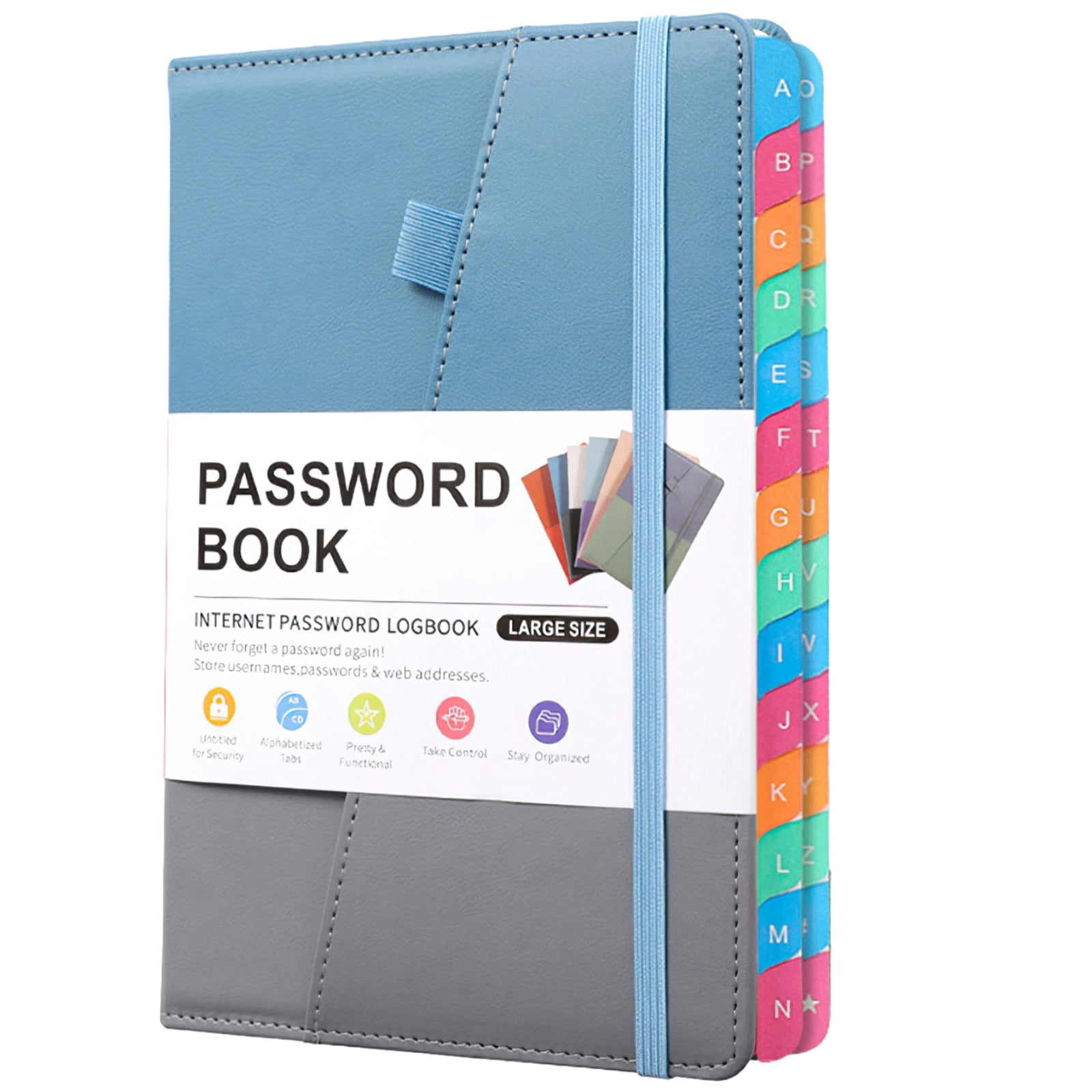 A5 Password Notebook with Alphabetical Tabs, Refillable Password Keeper ...