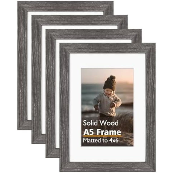 A5 Picture Frame, Ash Black Solid Wood Frames with Acrylic Plexiglass ...