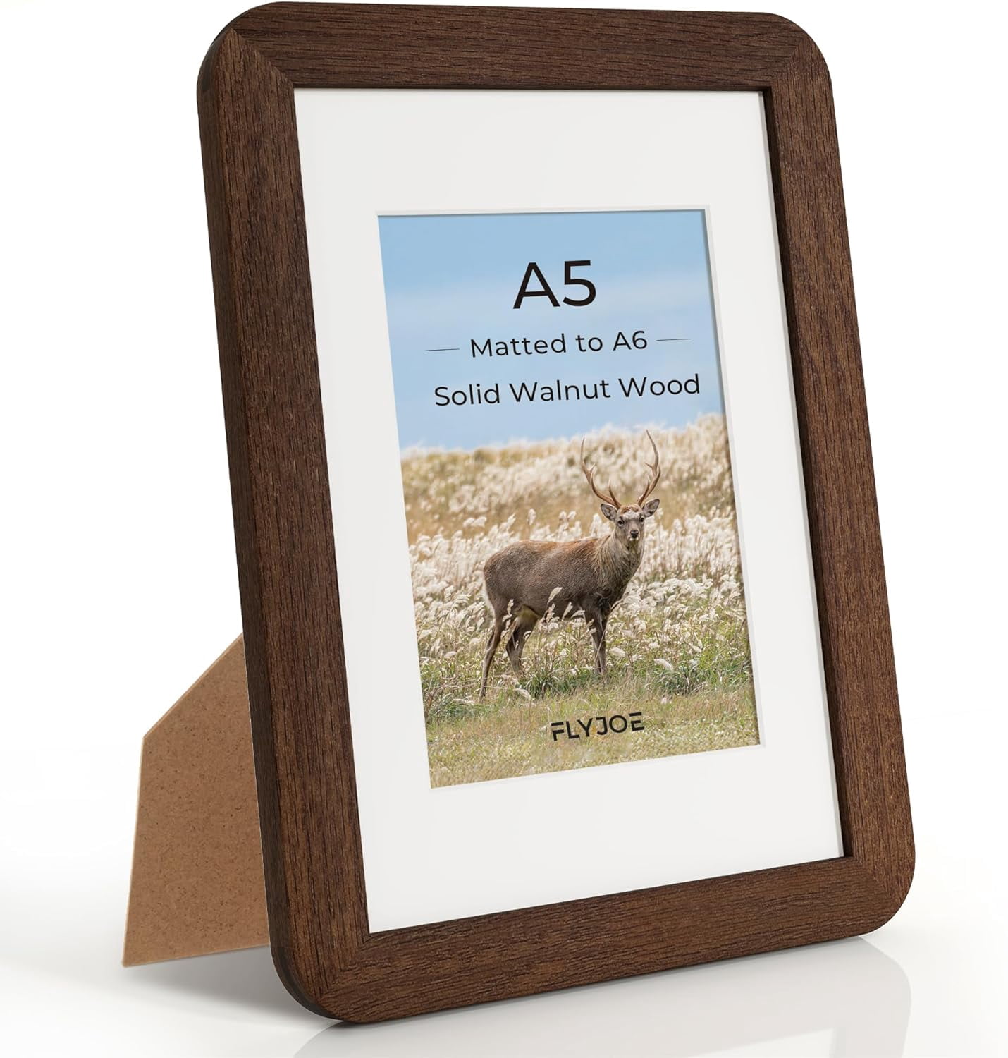 A5 Picture Frame,Natural Solid Walnut Wood Photo Frame with HD Tempered ...