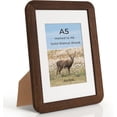 A5 Picture Frame,Natural Solid Walnut Wood Photo Frame with HD Tempered ...