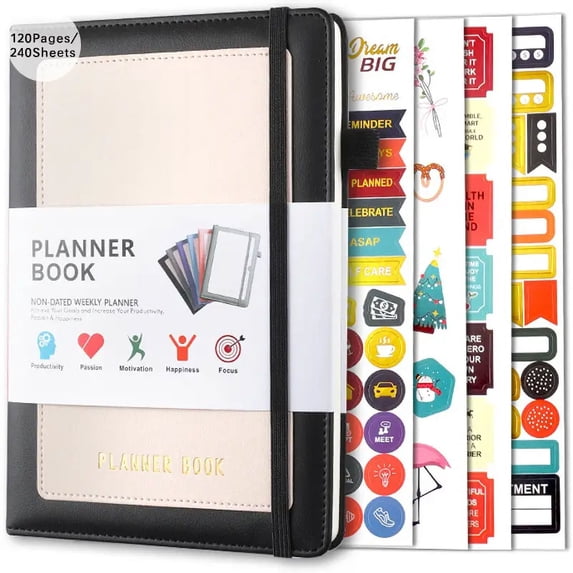 Prociv A5 Planner Notebook, Undated Weekly Organizer Journal, Goal ...