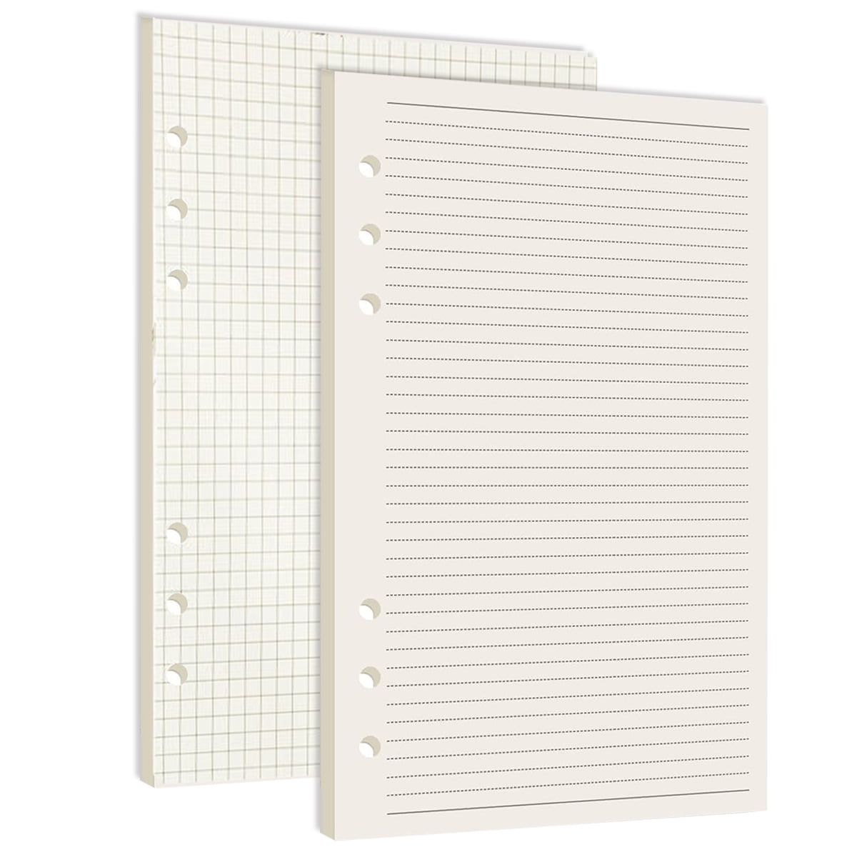 A5 Refill Paper, 2 Packs Ruled Lined Paper+Blank Paper, 6 Holes Ring ...