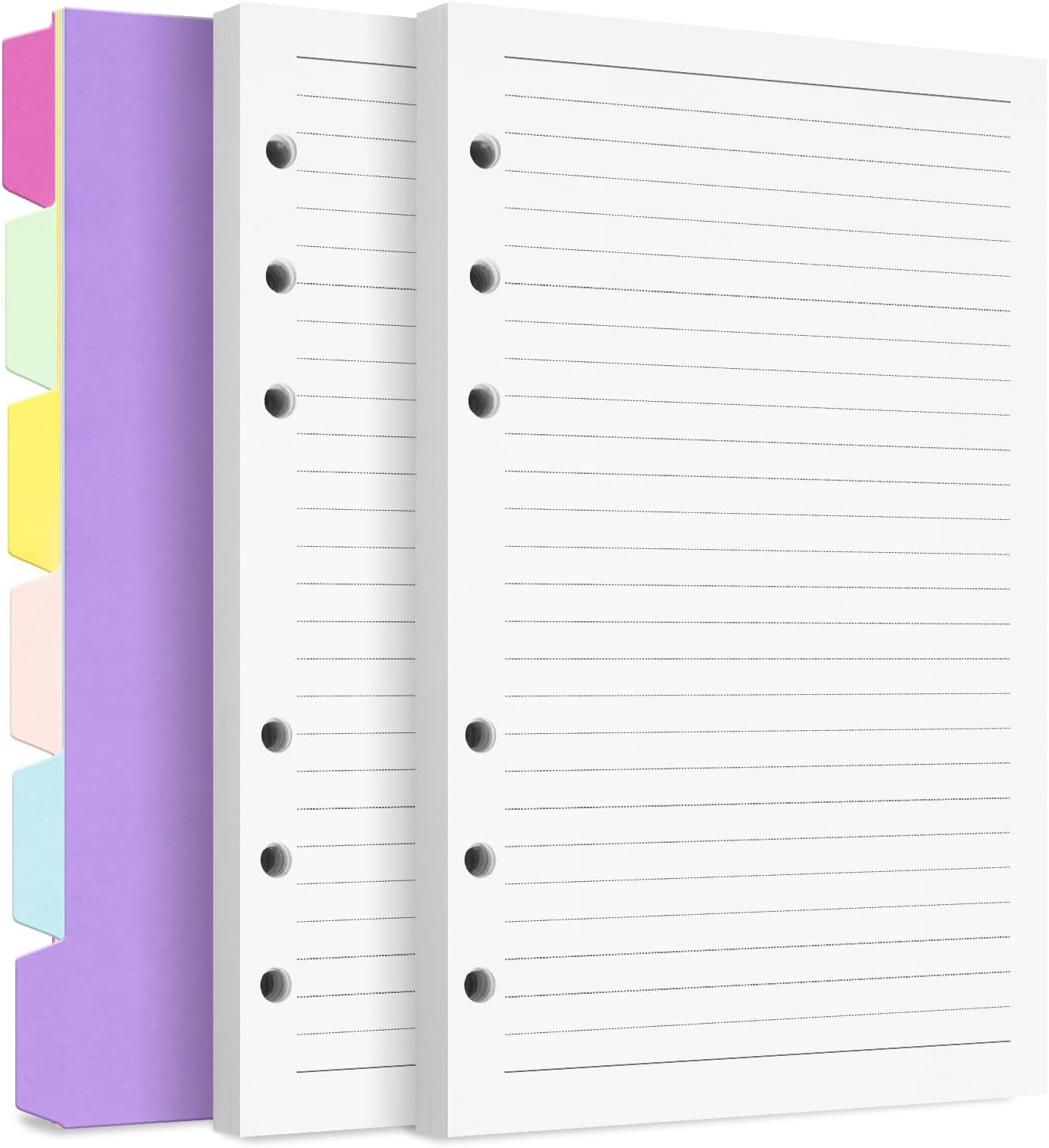 A5 Refill Paper Planner Inserts, 6-Hole Loose Leaf Paper, College Ruled ...