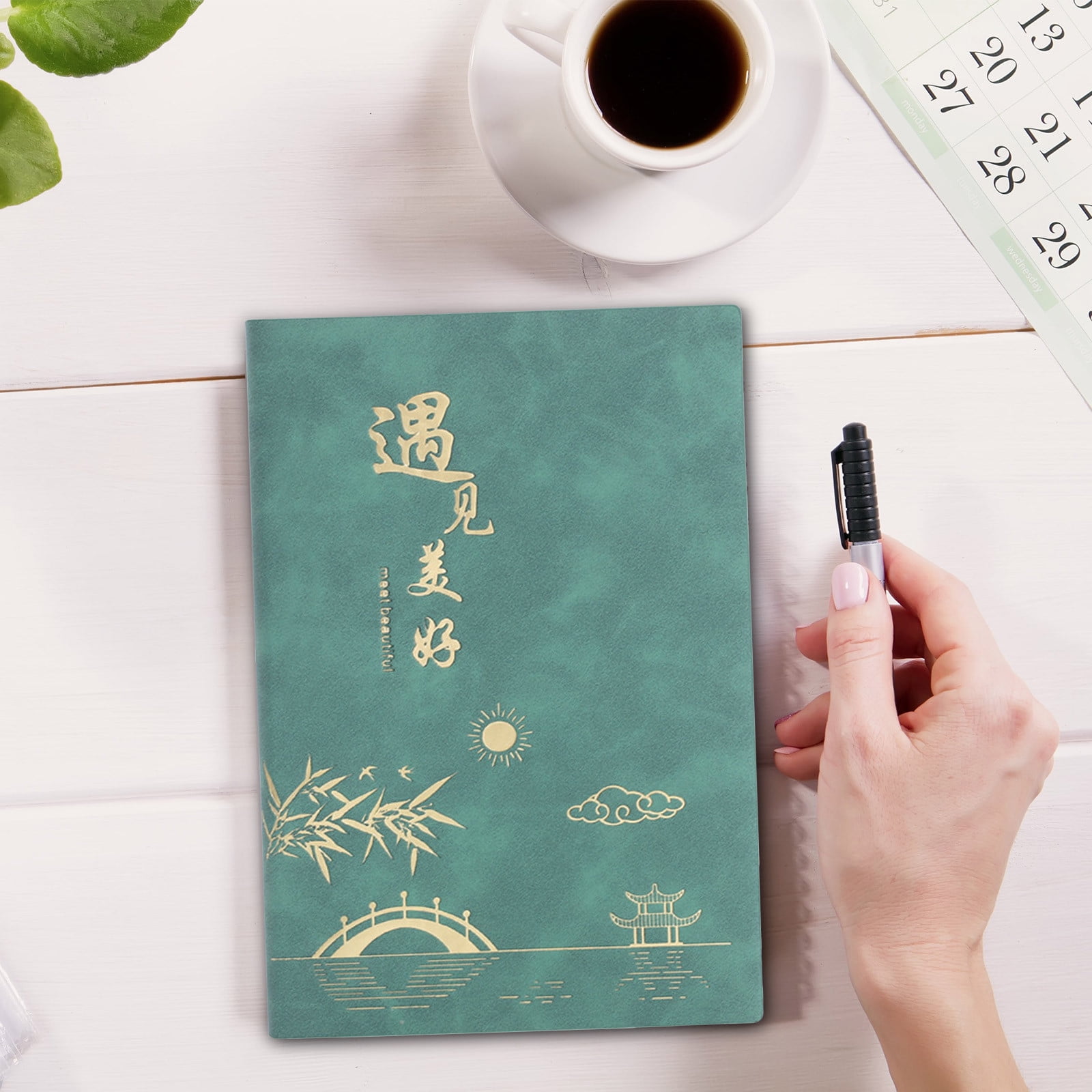 A5 Soft Leather Notebook with 192 Lined Pages - 80gsm Thick Paper, 9mm ...