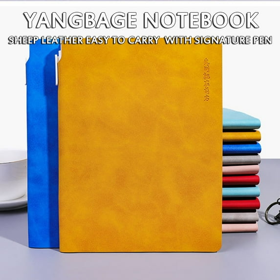 A5 Soft Sheep Leather Notebook with Pen 8.1×6.3inch, Lambskin Cover ...