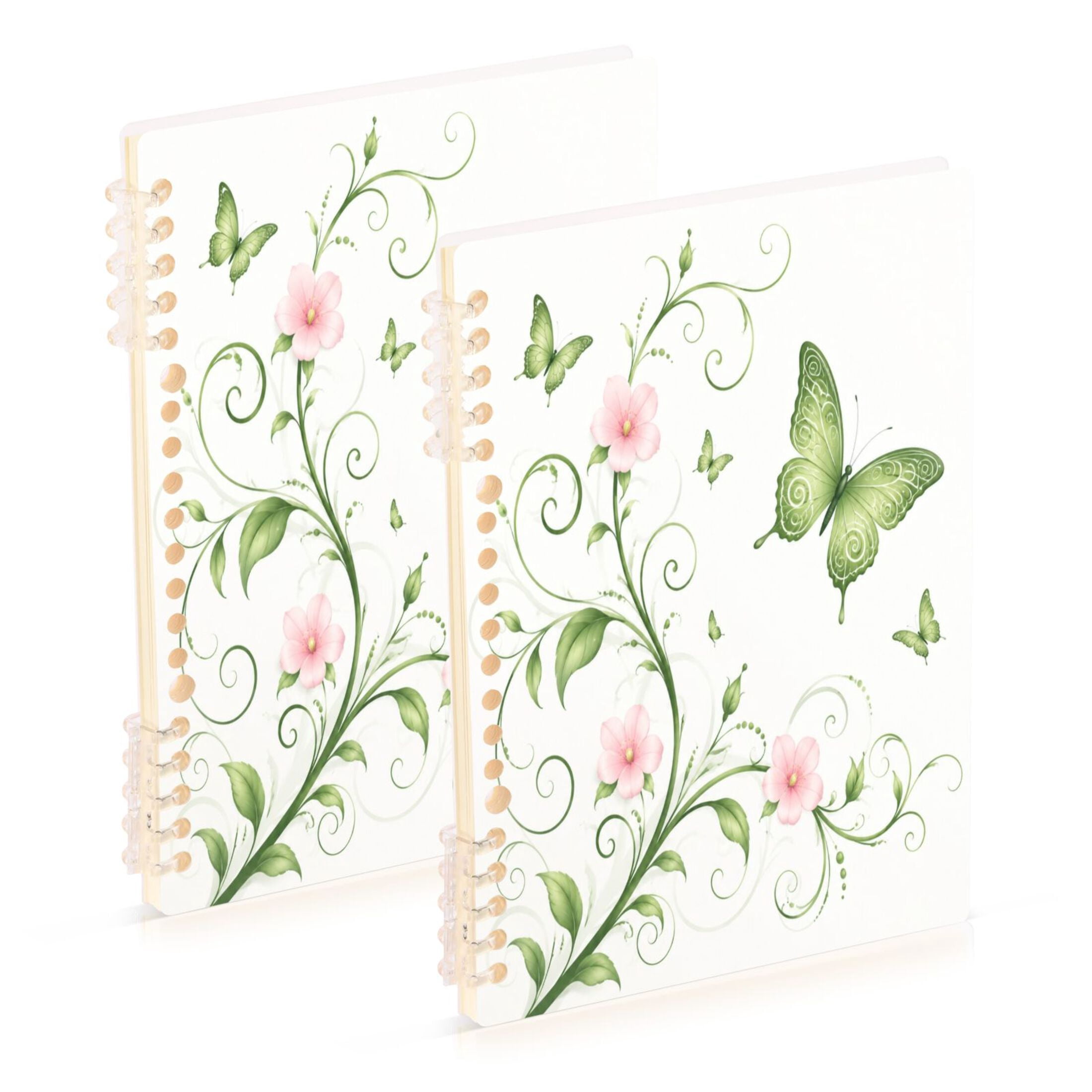 A5 Spiral Notebook 60 Sheets 80gsm Paper Ruled Journal Green Vines and ...