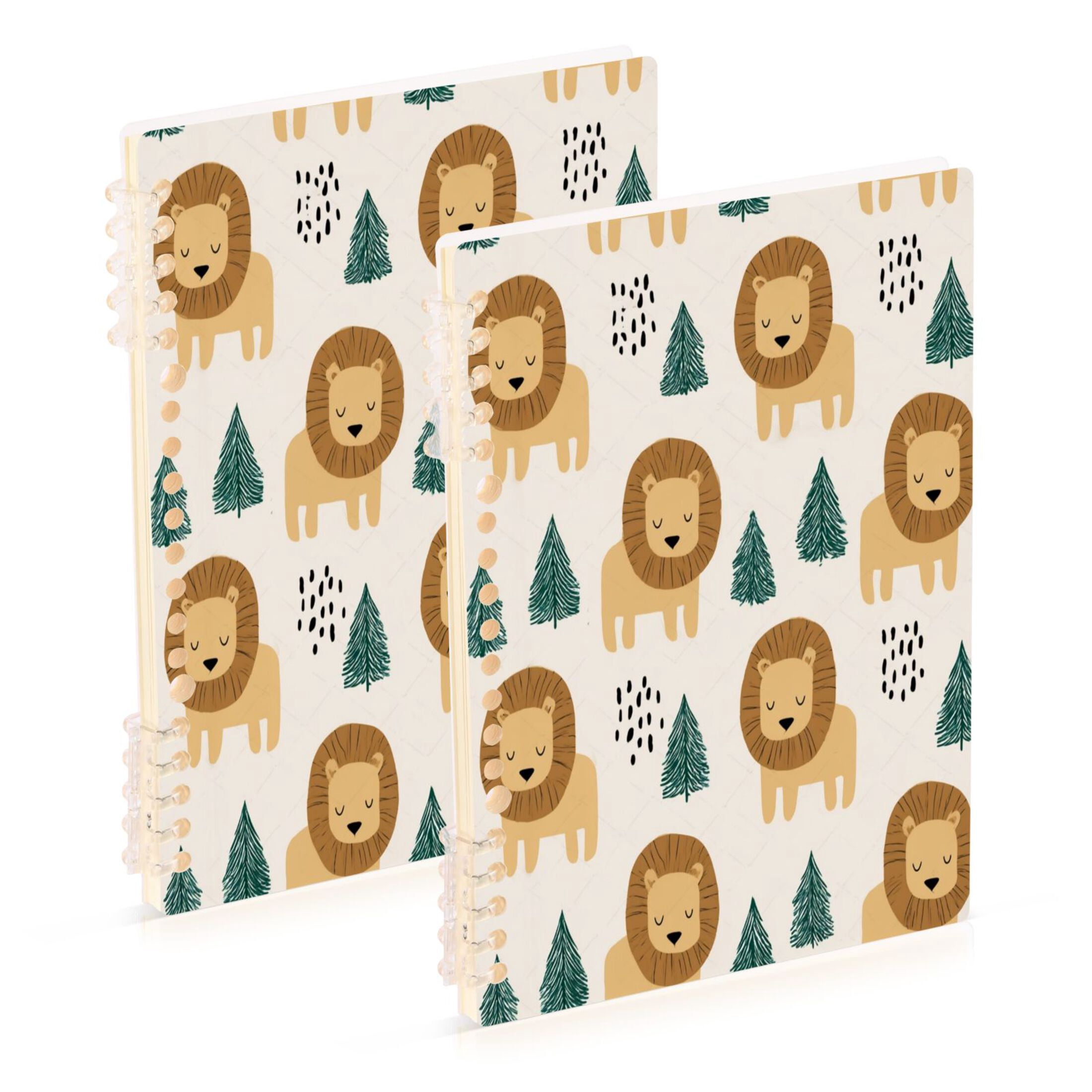 A5 Spiral Notebook 60 Sheets 80gsm Paper Ruled Journal Trees and Lions ...