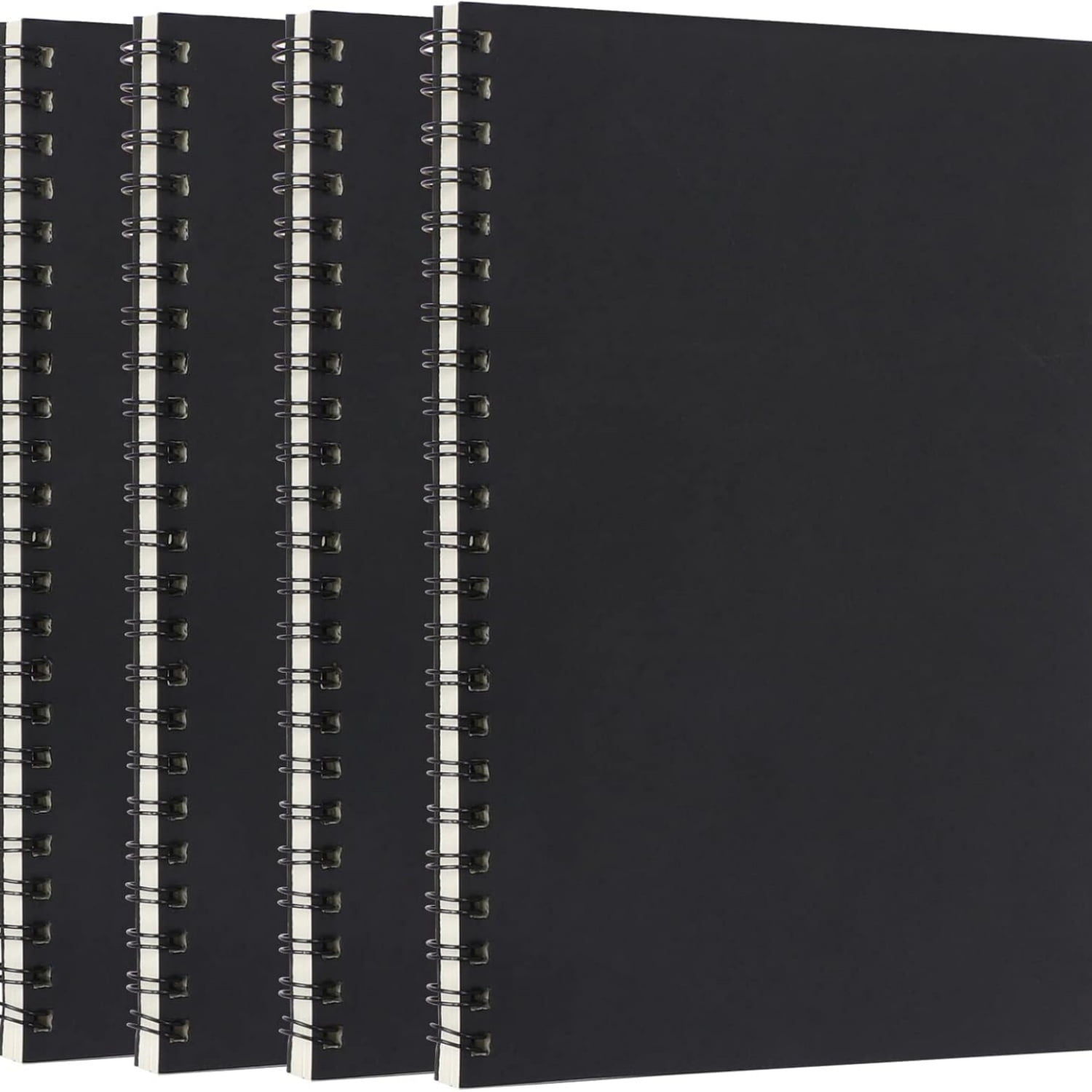 Skycase A5 Spiral Notebooks 4pcs, Black Kraft Cover, 120 Pages Each ...