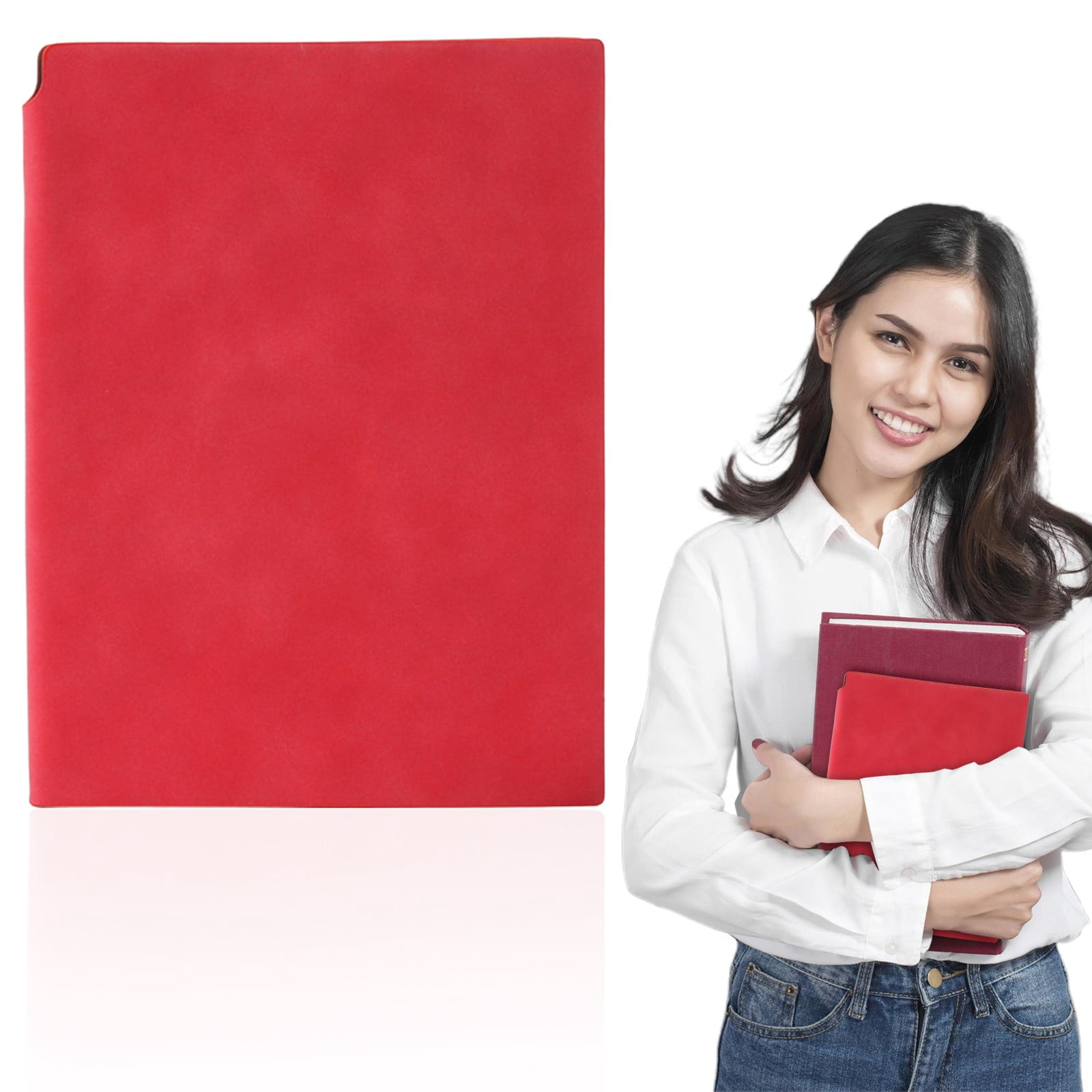 A5 Suede PU Lined Notebook,Built-In Pen Loop & Bookmark Journal for ...