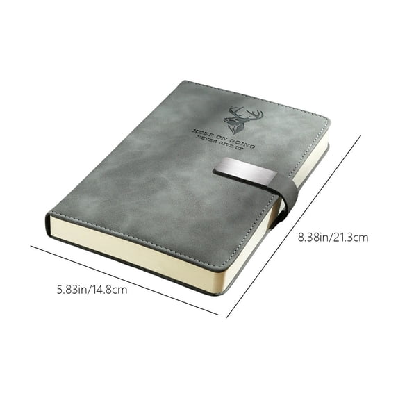 A5 Thick Hardcover Notebook 8.38x5.82in Faux Leather Cover 80G No Bleed ...