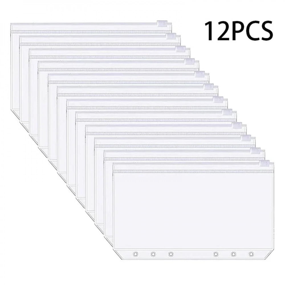 A6 6-Hole Binder Pockets Waterproof PVC Cash Budget Envelopes Zipper ...