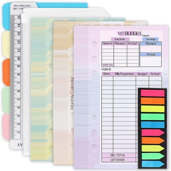 A6 Binder Planner Inserts, Monthly Weekly Planner Refills Budget Sheets ...