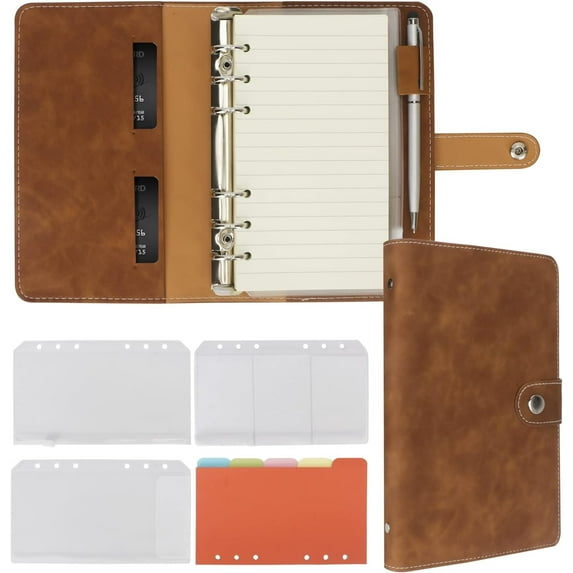 A6 Binder Refillable Planner Notebook 6 Ring PU Leather Binder Journal ...