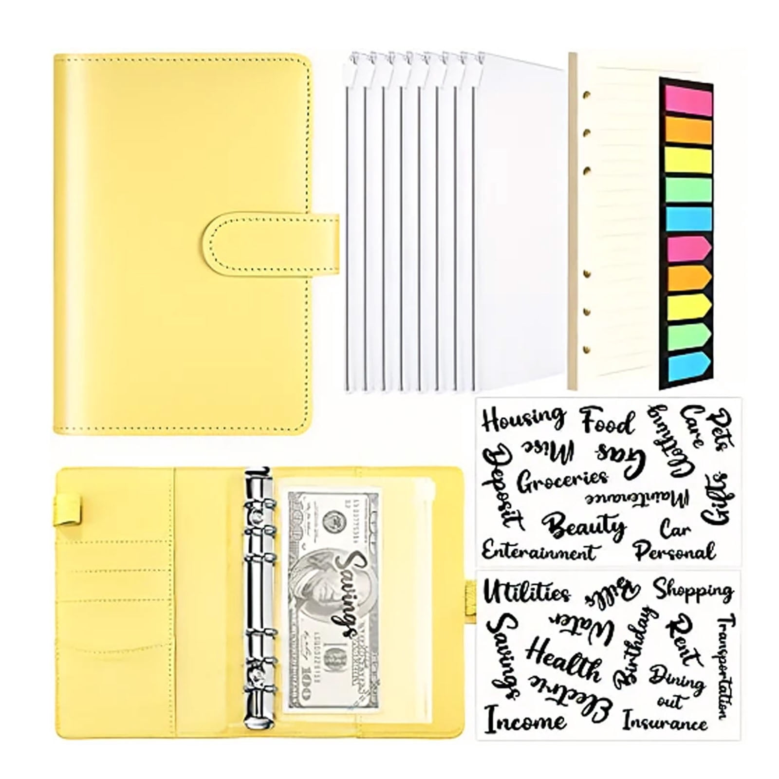 A6 Budget Binder with 8 Pcs Zipper Cash Envelopes, for Budgeting,200 ...