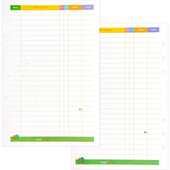 A6 Budget Planner Refill Paper, 90 Pages Colorful 6-Ring Binder Expense ...
