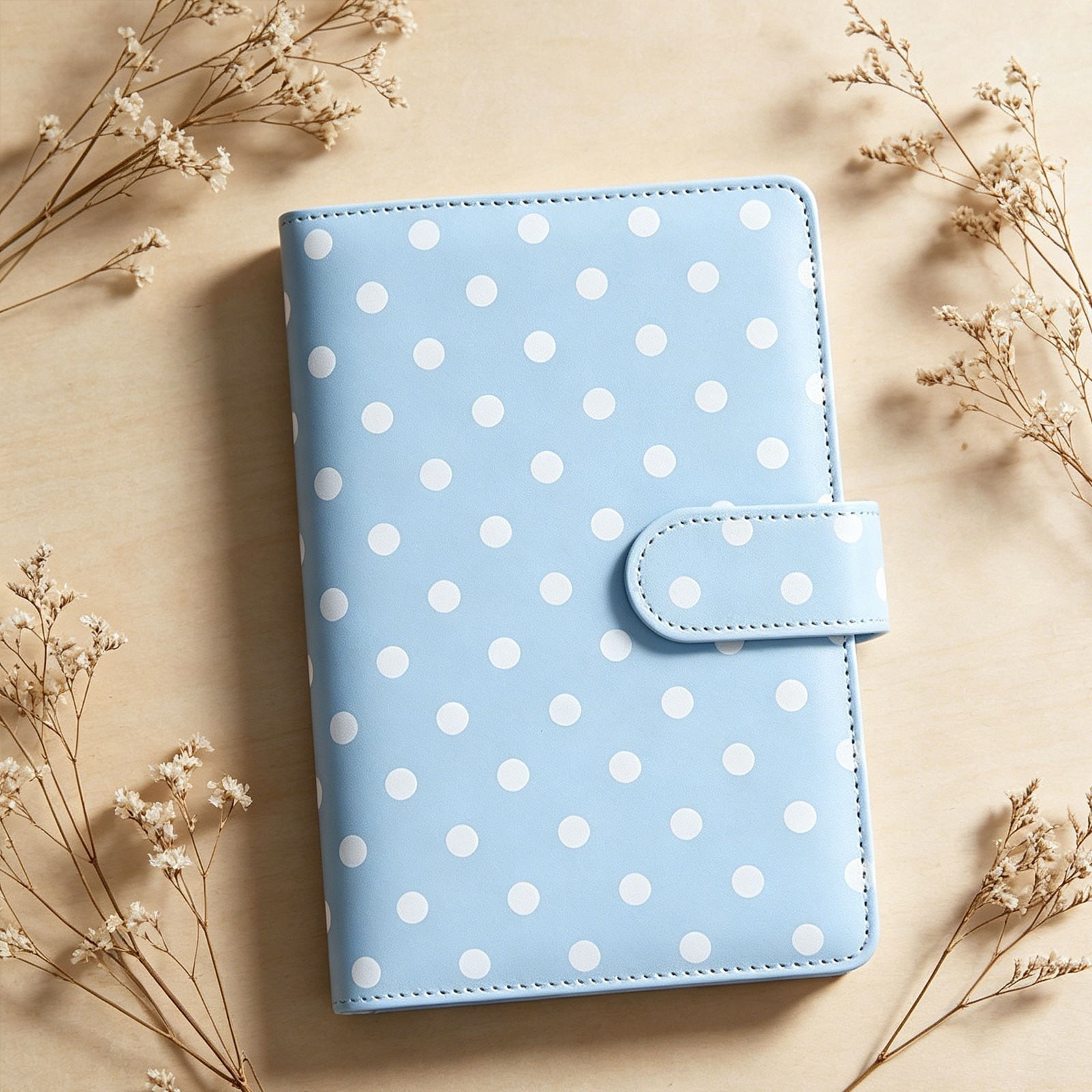 A6 Budget Planner Wallet - PU Leather Polka Dot Binder with Zipper ...