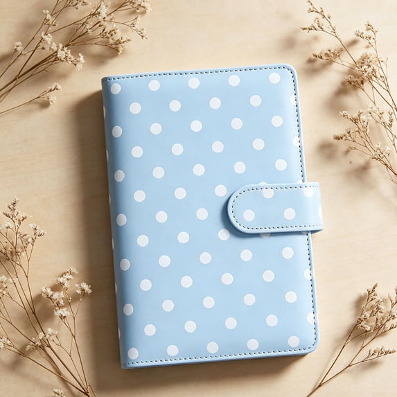 A6 Budget Planner Wallet - PU Leather Polka Dot Binder with Zipper ...