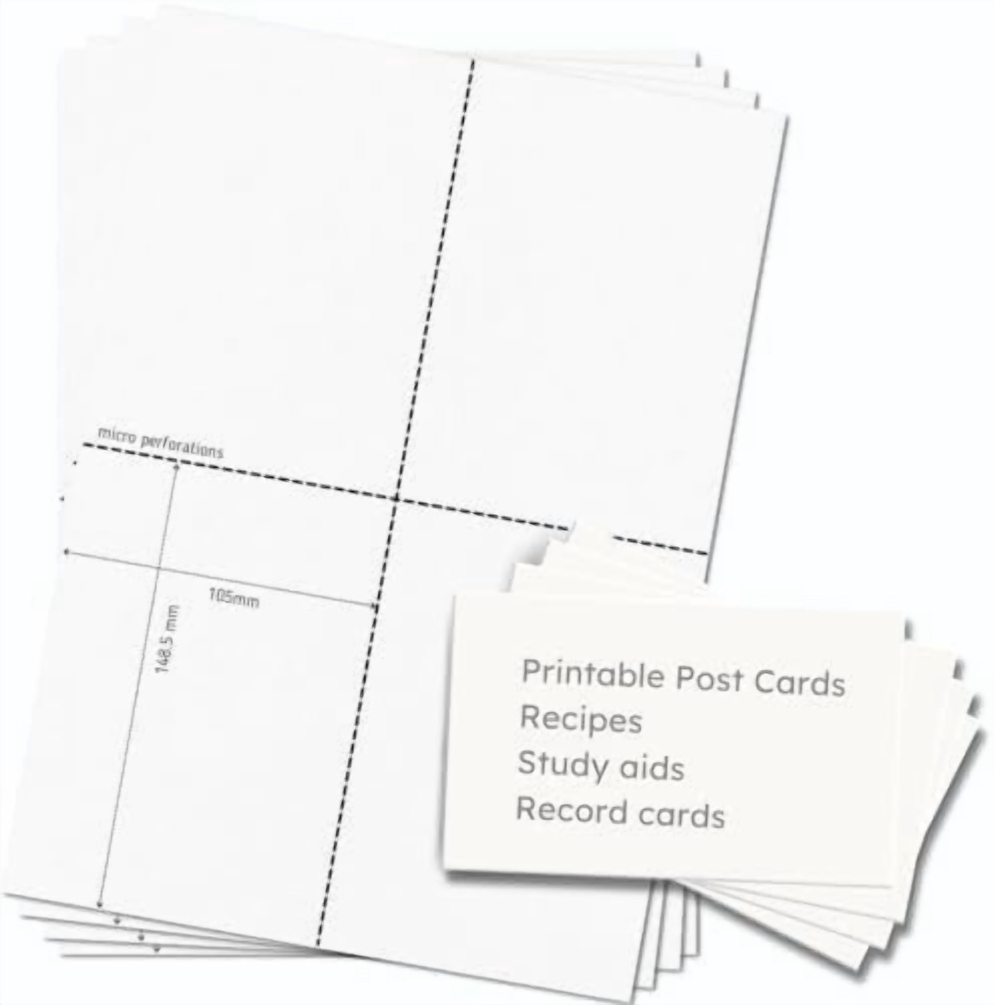 A6 Card [30 sheets -120 Pack] Perforated Printable Flash Card Study ...