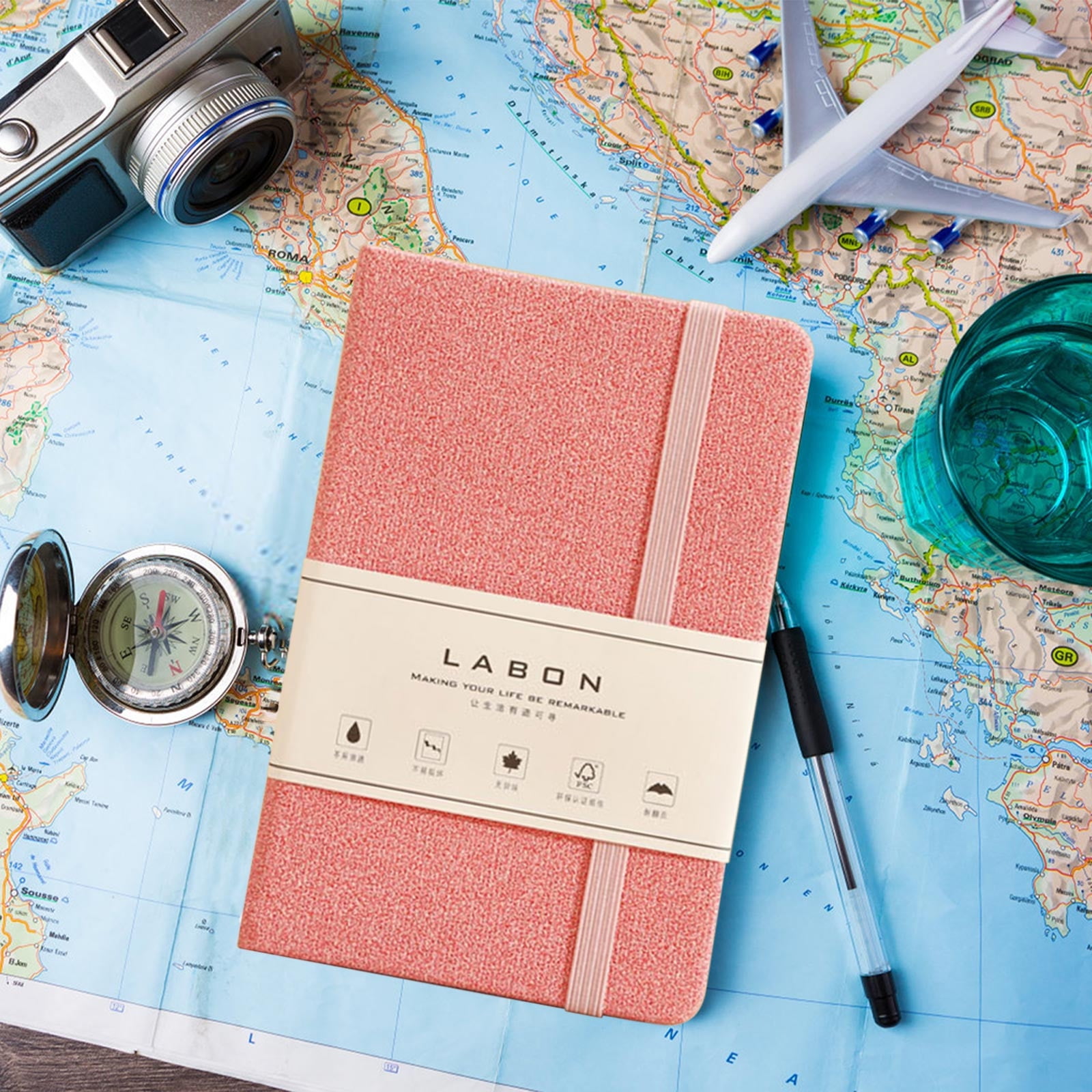 A6 Hardcover Lined Notebook with Elastic Closure, 160 Pages, 100 GSM ...