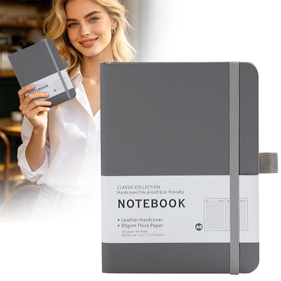 A6 Hardcover Notebook, Pocket Writing Journal with Elastic Closure ...