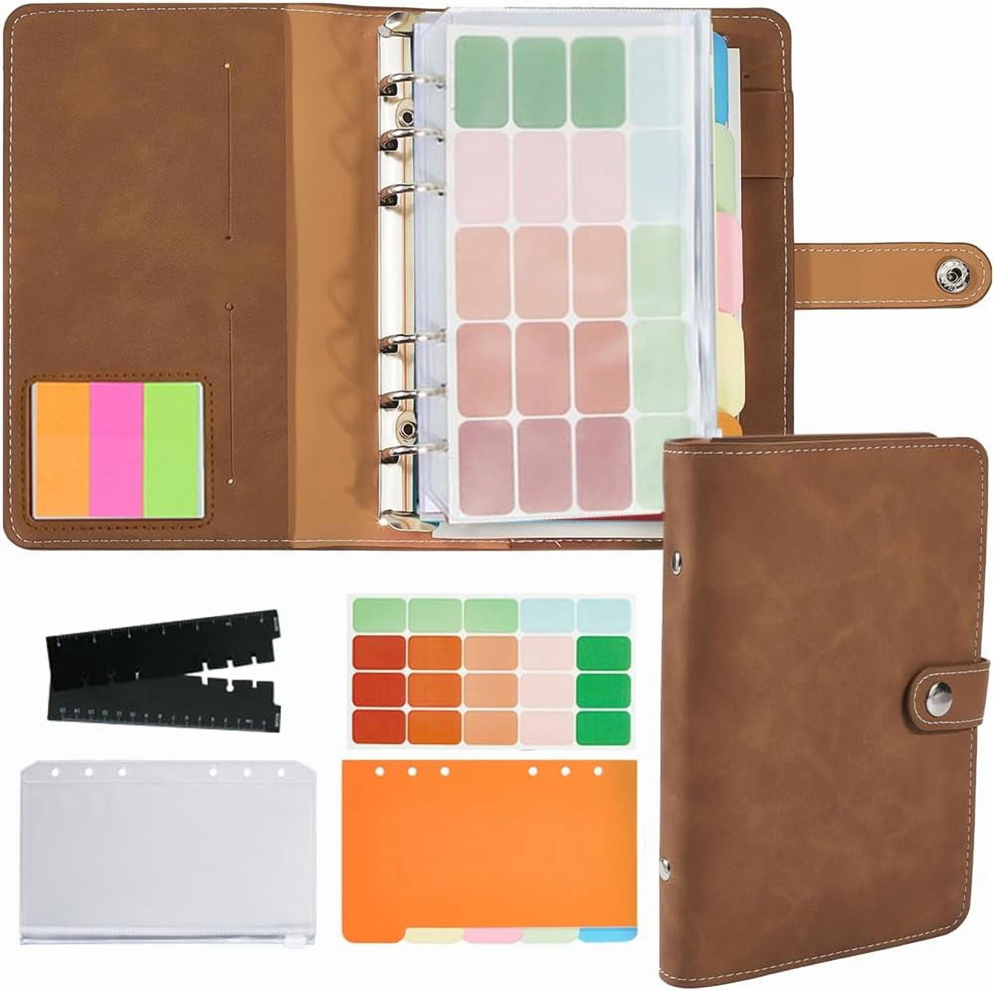 A6 Leather Binder Refillable Notebook Spiral Diary Notepads 6 Ring ...