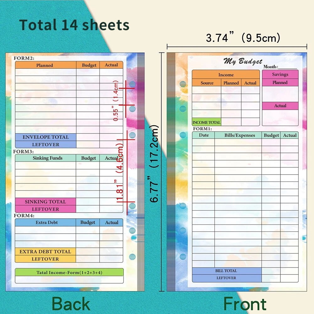 A6 Loose Leaf Notebook Refill Spiral Binder Inner Page Budget Page ...