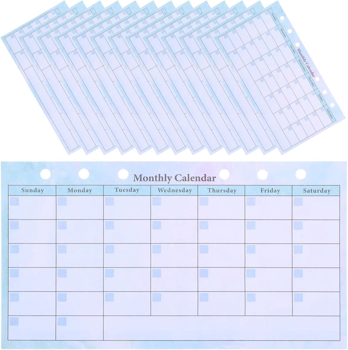 A6 Monthly Planner Refill for 6-Ring Binder 14 Undated Sheets ...