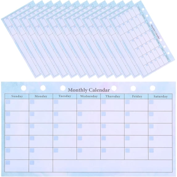 A6 Monthly Planner Refill for 6-Ring Binder 14 Undated Sheets ...