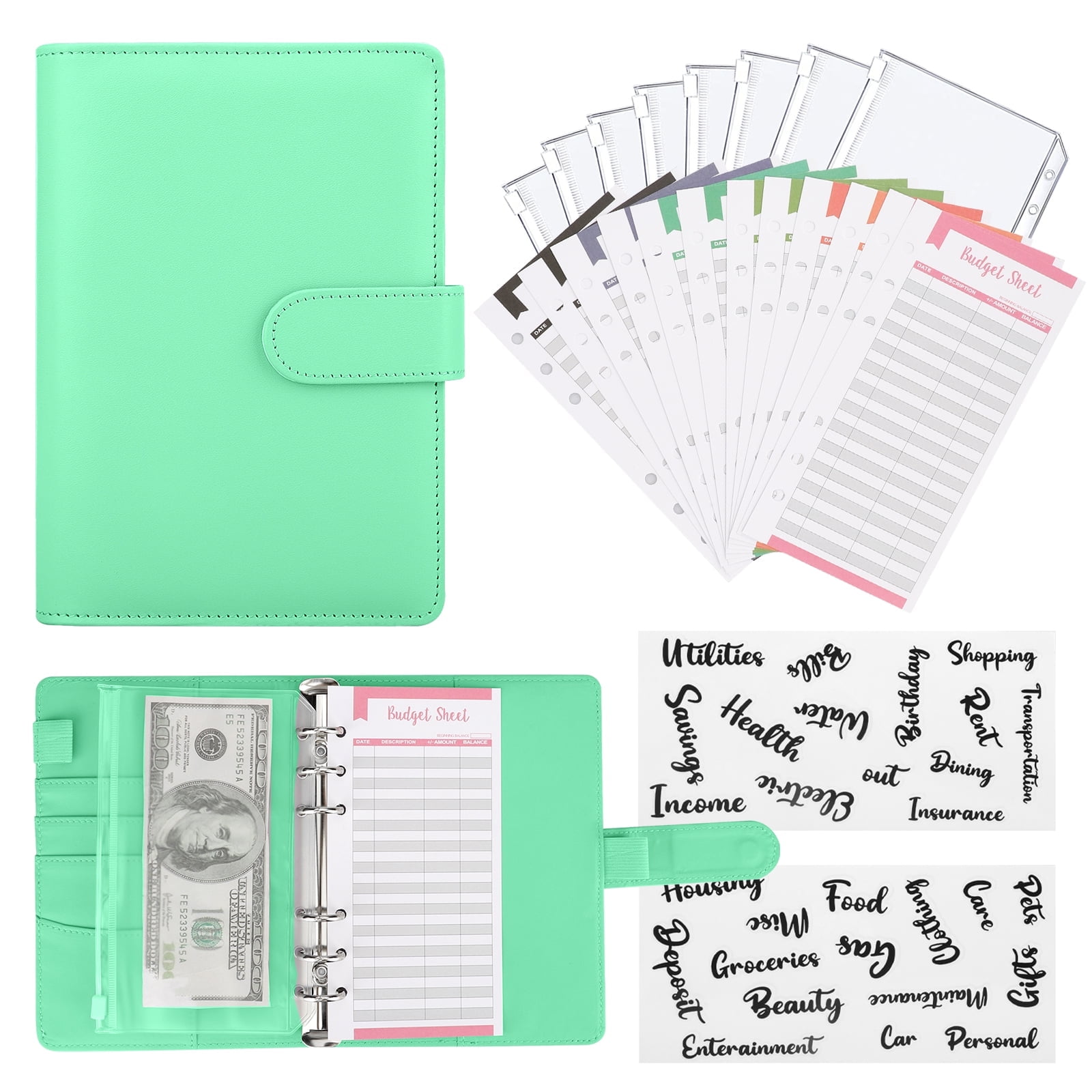 A6 Notebook Binder, TSV Budget Binder with Cash Envelopes for Budgeting ...