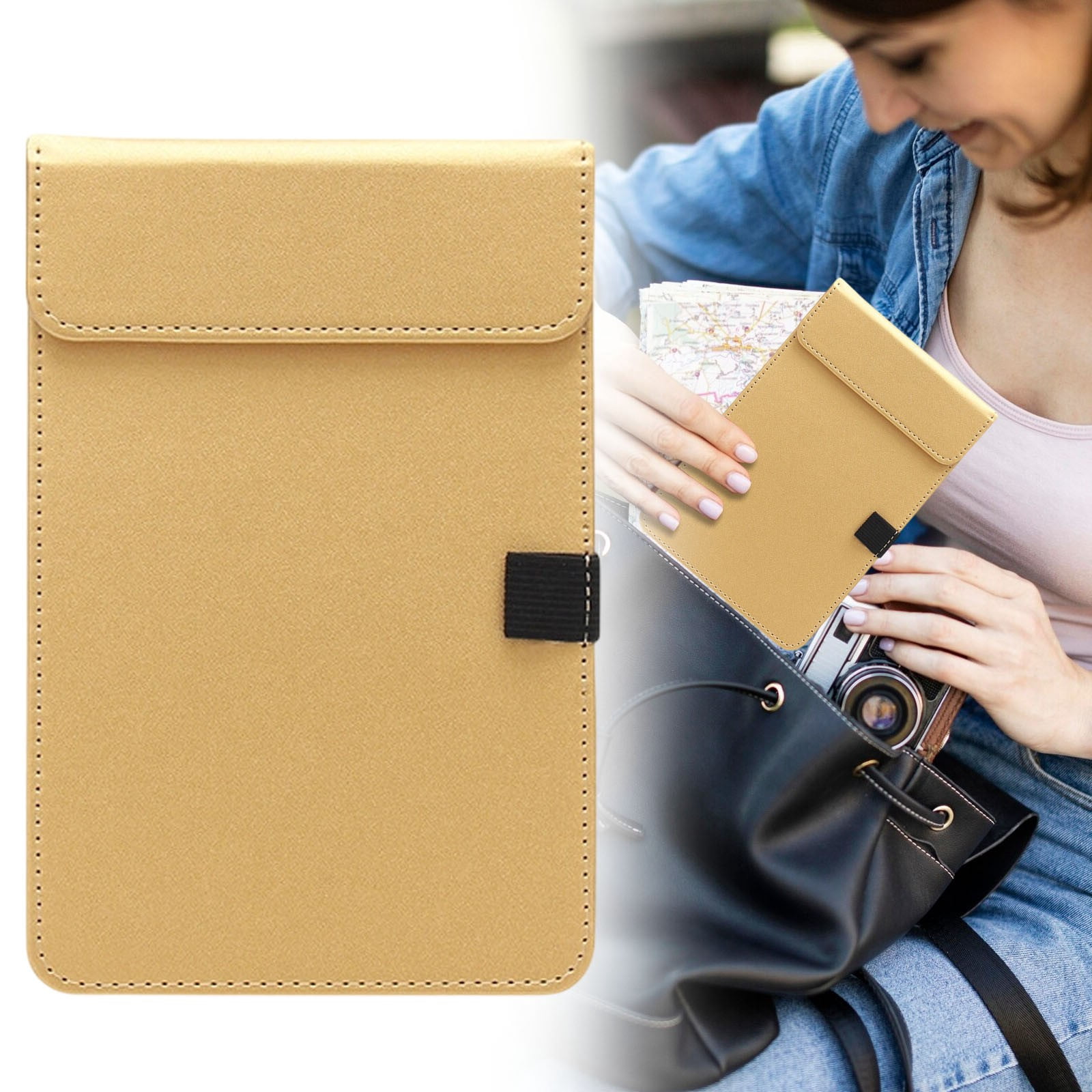 A6 PU Leather Clipboard Folder, Mini Portable PU Leather Pocket Writing ...